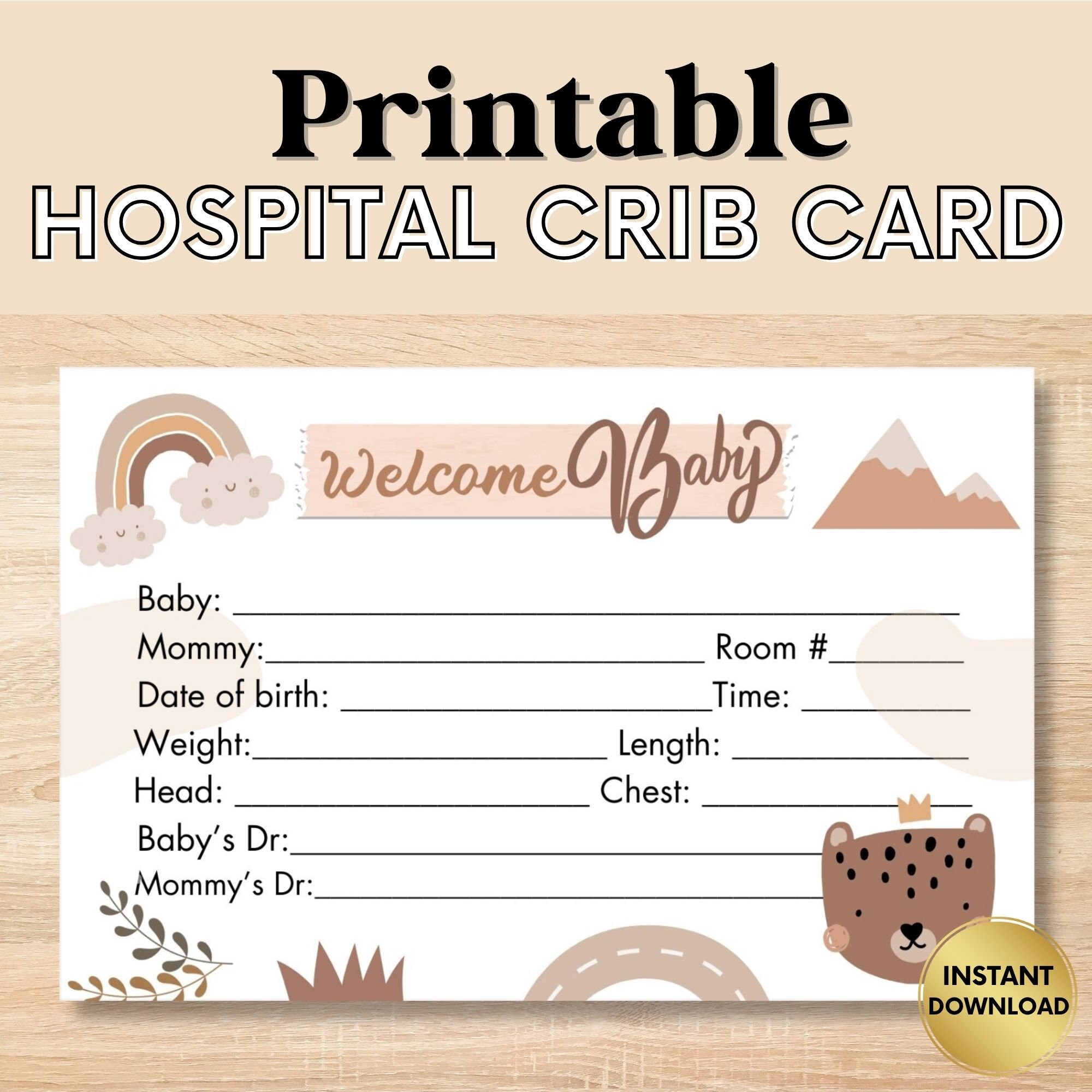 Hospital Crib Card, Baby Birth Stats, Baby Boy Name Card, NICU Name ...
