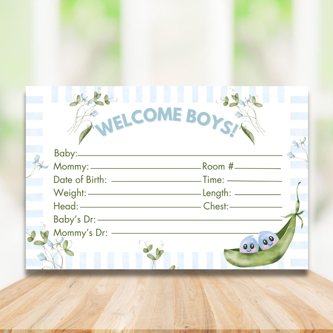 Baby Boy Birth Stats Card: Hospital Crib Sign (printable) - Etsy