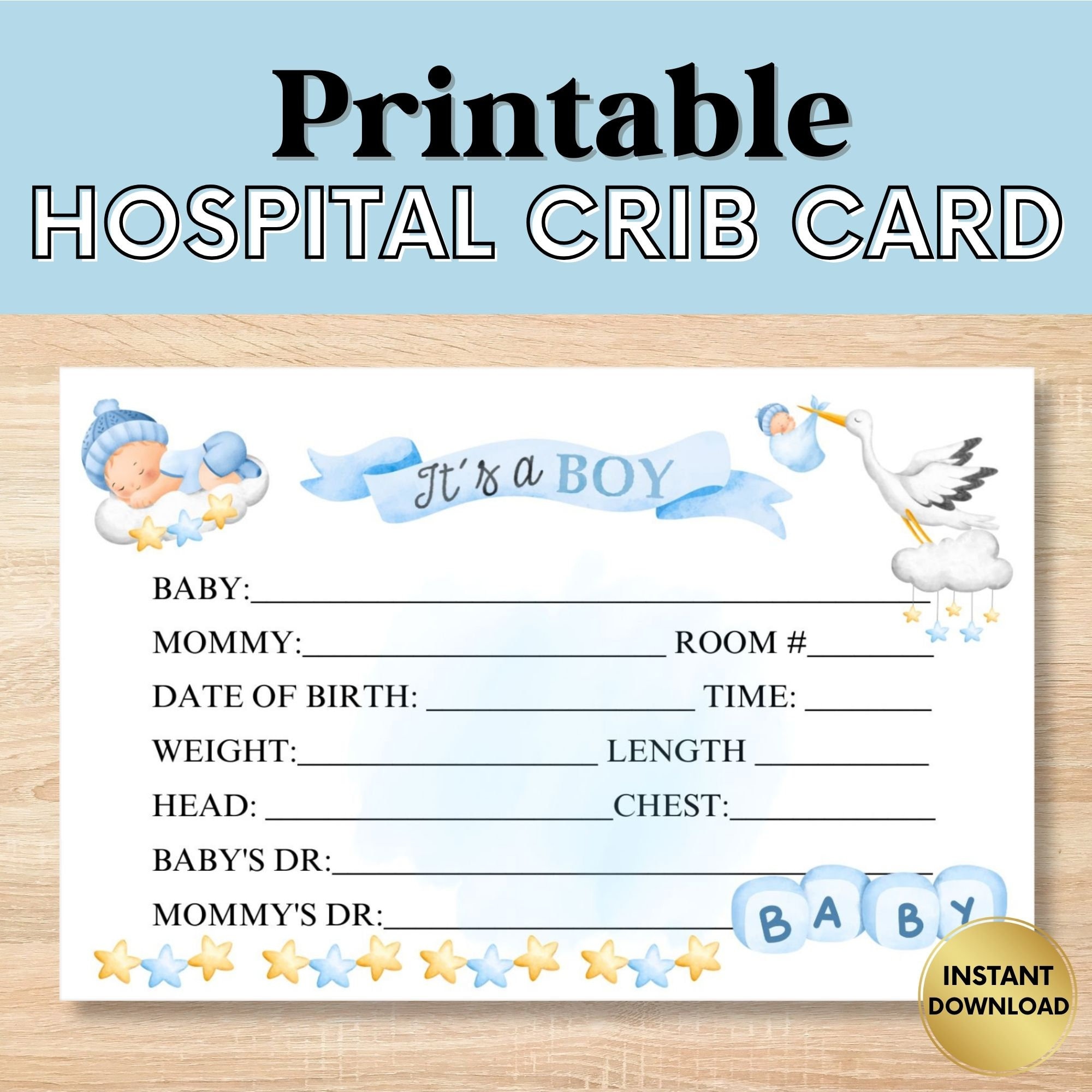 Hospital Crib Card Baby Birth Stats Baby Boy Name Card NICU - Etsy