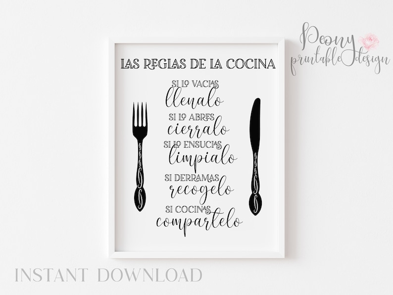 Cocina Cocina española printable quote art, Spanish Wall Art Home Decor ...