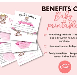 Baby Girl Hospital Crib Card: Floral Elephant Printable (digital ...