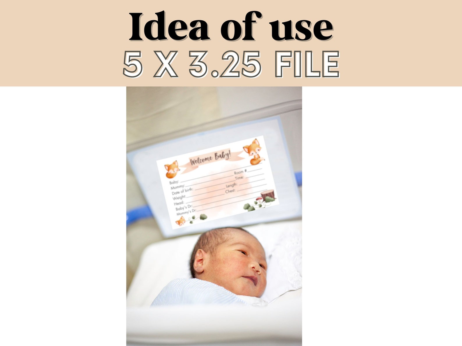 Hospital Crib Card, Baby Birth Stats, Baby Boy Name Card, NICU Name ...