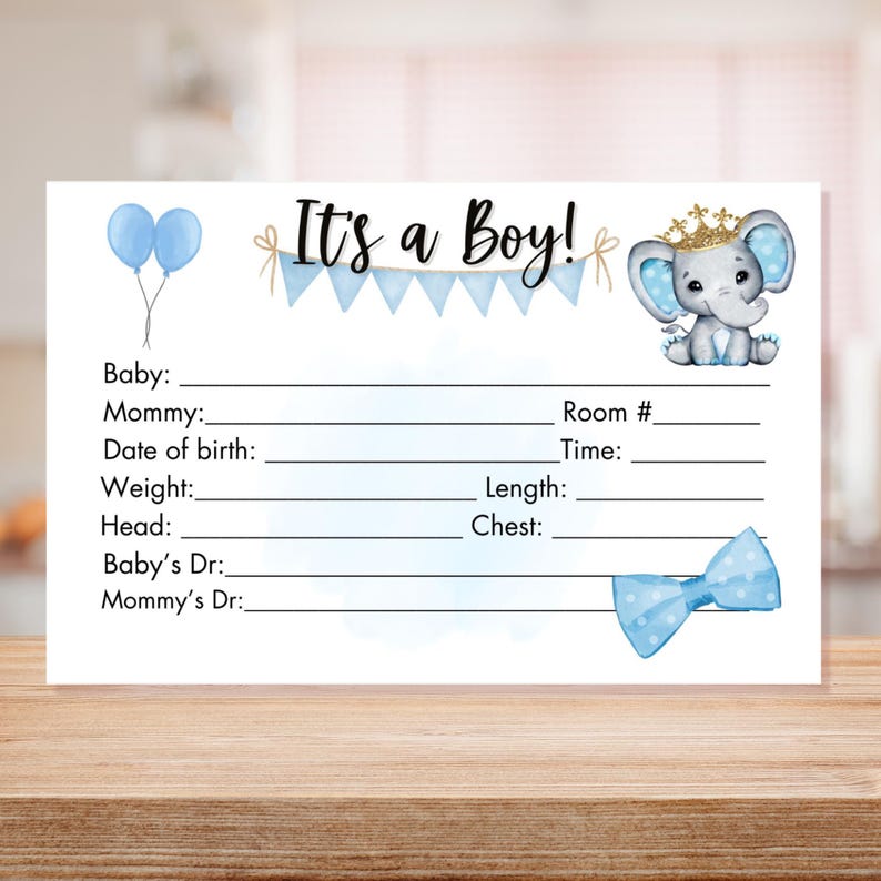 Baby Boy Birth Stats Card: Hospital Crib Sign (printable) - Etsy