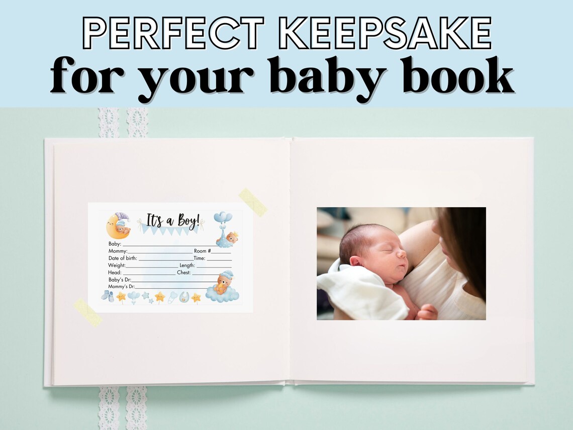 Baby Boy Birth Stats Card: Hospital Crib Sign (printable) - Etsy