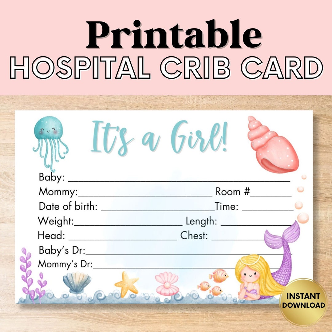 Hospital Crib Card, Baby Girl Name Card, NICU Name Card, Printable Name ...