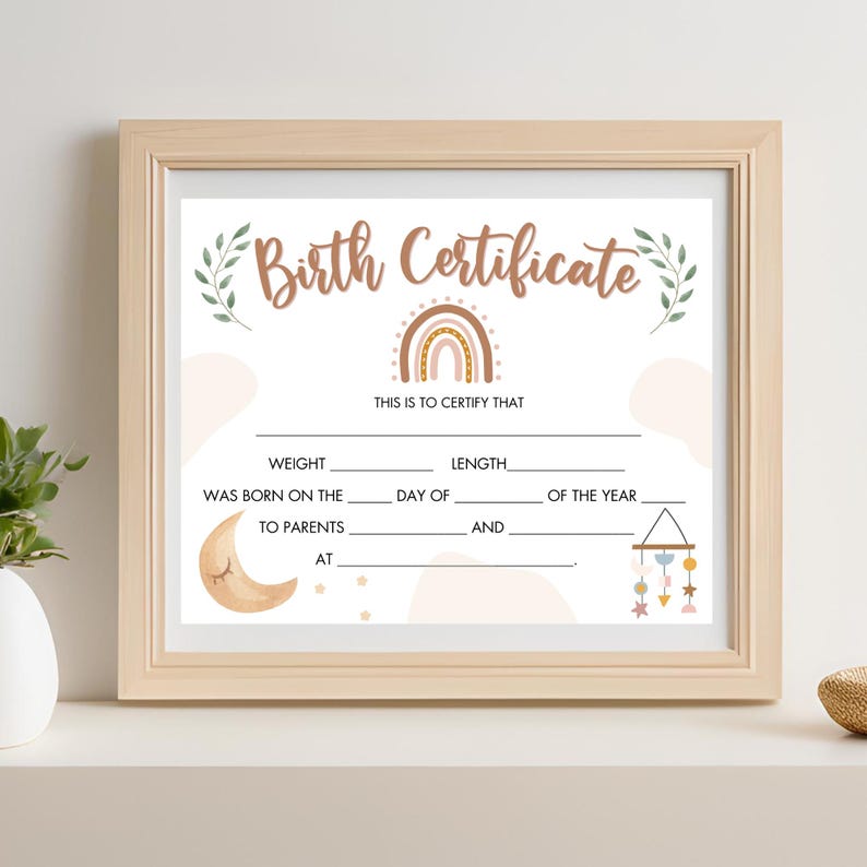Printable Baby Girl Birth Certificate: Keepsake Certificate (PDF) - Etsy