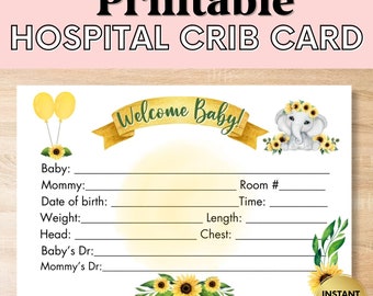 Hospital Name Sign, NICU Card Name, Name Announcement, Hospital Crib ...