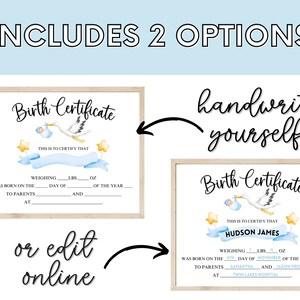 Printable Baby Birth Certificate, Baby Boy Certificate, Newborn ...