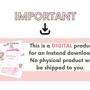 Printable Baby Birth Certificate, Baby Girl Certificate, Newborn ...