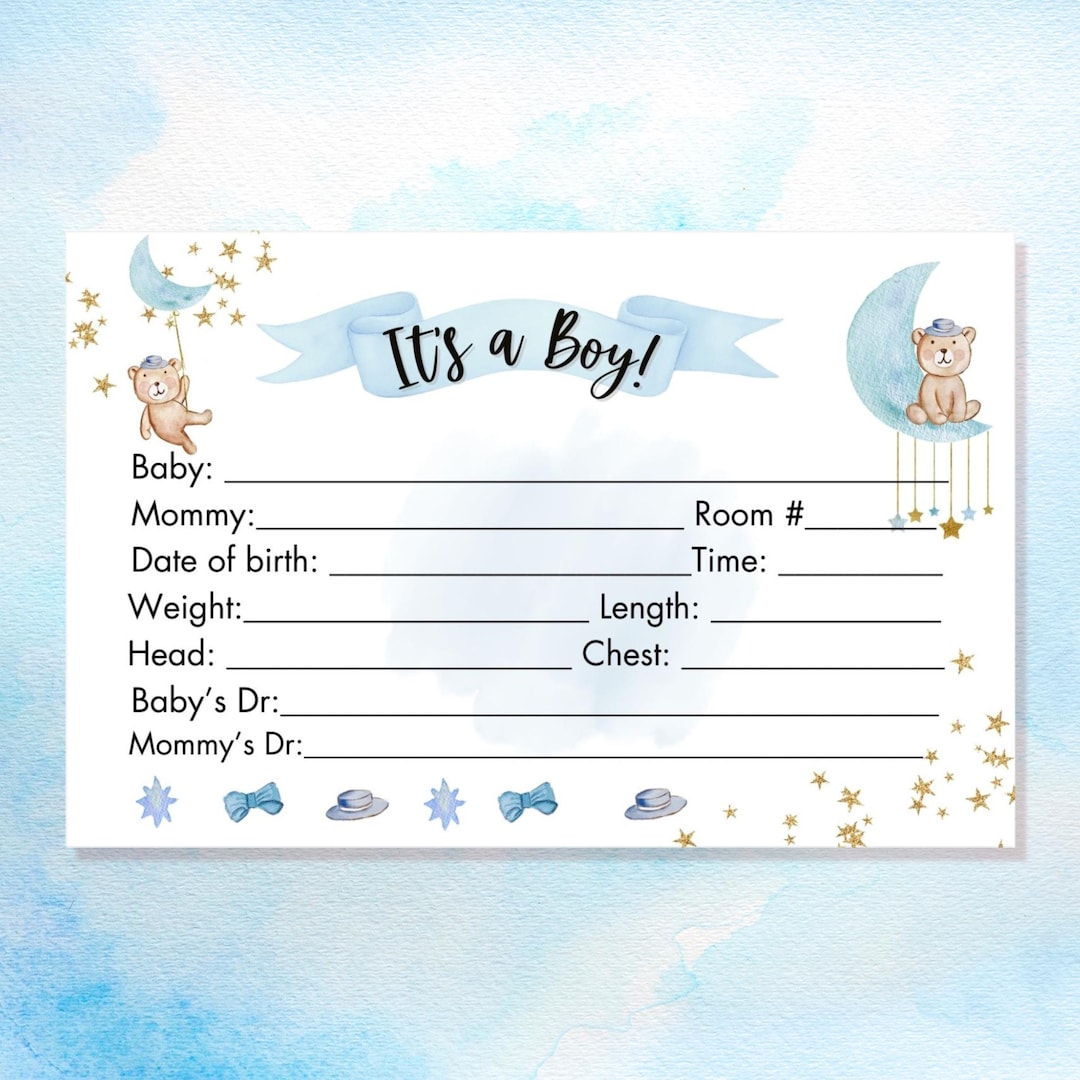 Hospital Crib Card, Baby Birth Stats, Baby Boy Name Card, NICU Name ...