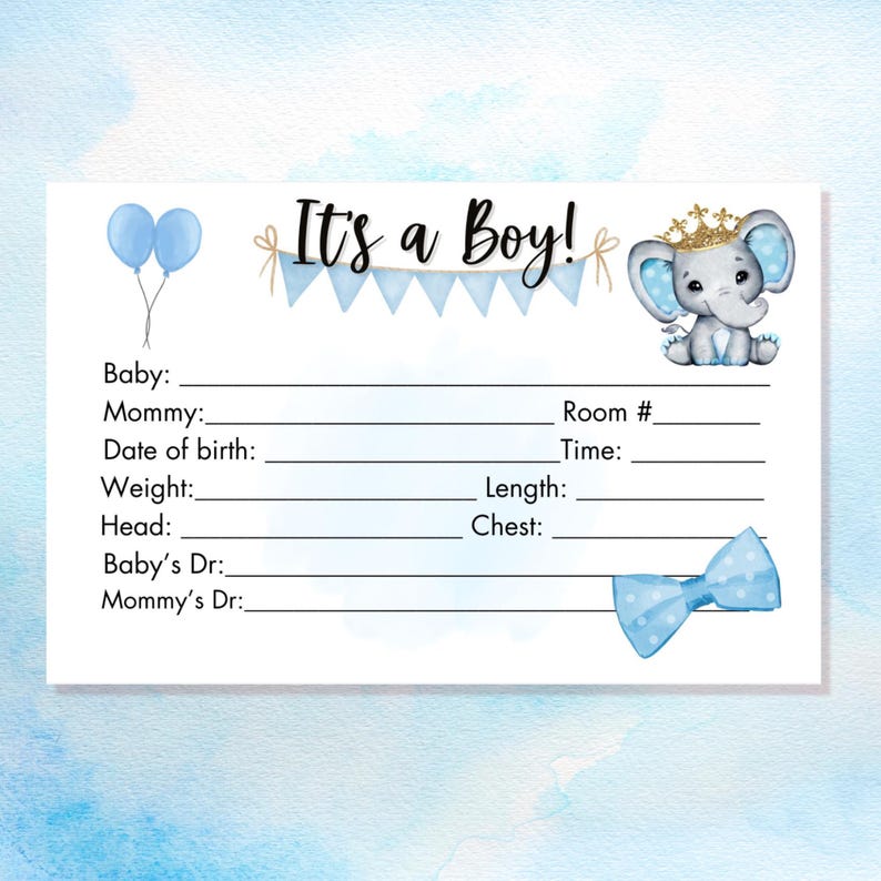 Baby Boy Birth Stats Card: Hospital Crib Sign (printable) - Etsy