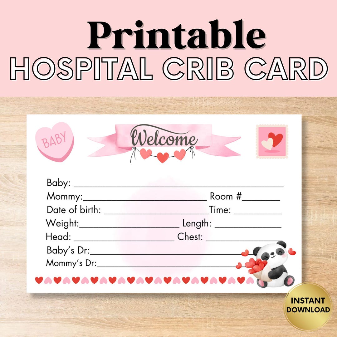 Hospital Crib Card, Valentines Day Baby, Baby Girl Name Card, NICU Name ...