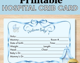 Hospital Crib Card, Baby Birth Stats, Baby Boy Name Card, NICU Name ...