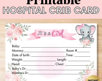Hospital Crib Card, Baby Birth Stats, Baby Boy Name Card, NICU Name ...