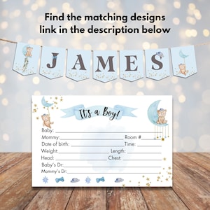 Hospital Crib Card, Baby Birth Stats, Baby Boy Name Card, NICU Name ...