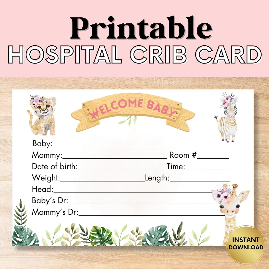 Hospital Crib Card, Baby Girl Name Card, NICU Name Card, Printable Name ...