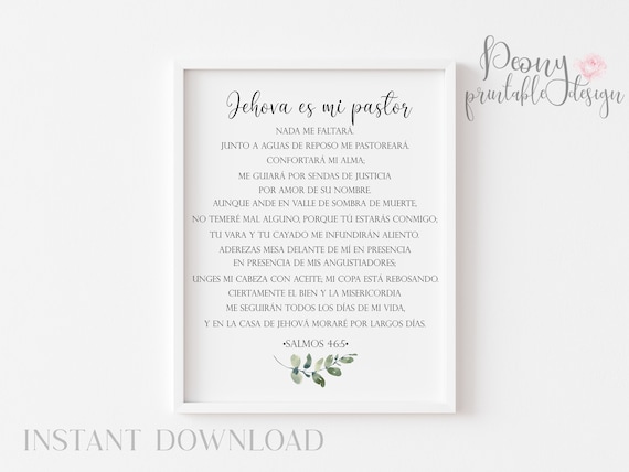 Spanish Bible Verse Prints Psalms 23 Digital Printable Quote | Etsy