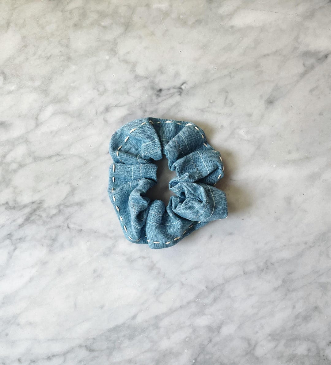 Blue Hair Scrunchie Turquoise Hair Scrunchie Striped Embroidered Hand ...