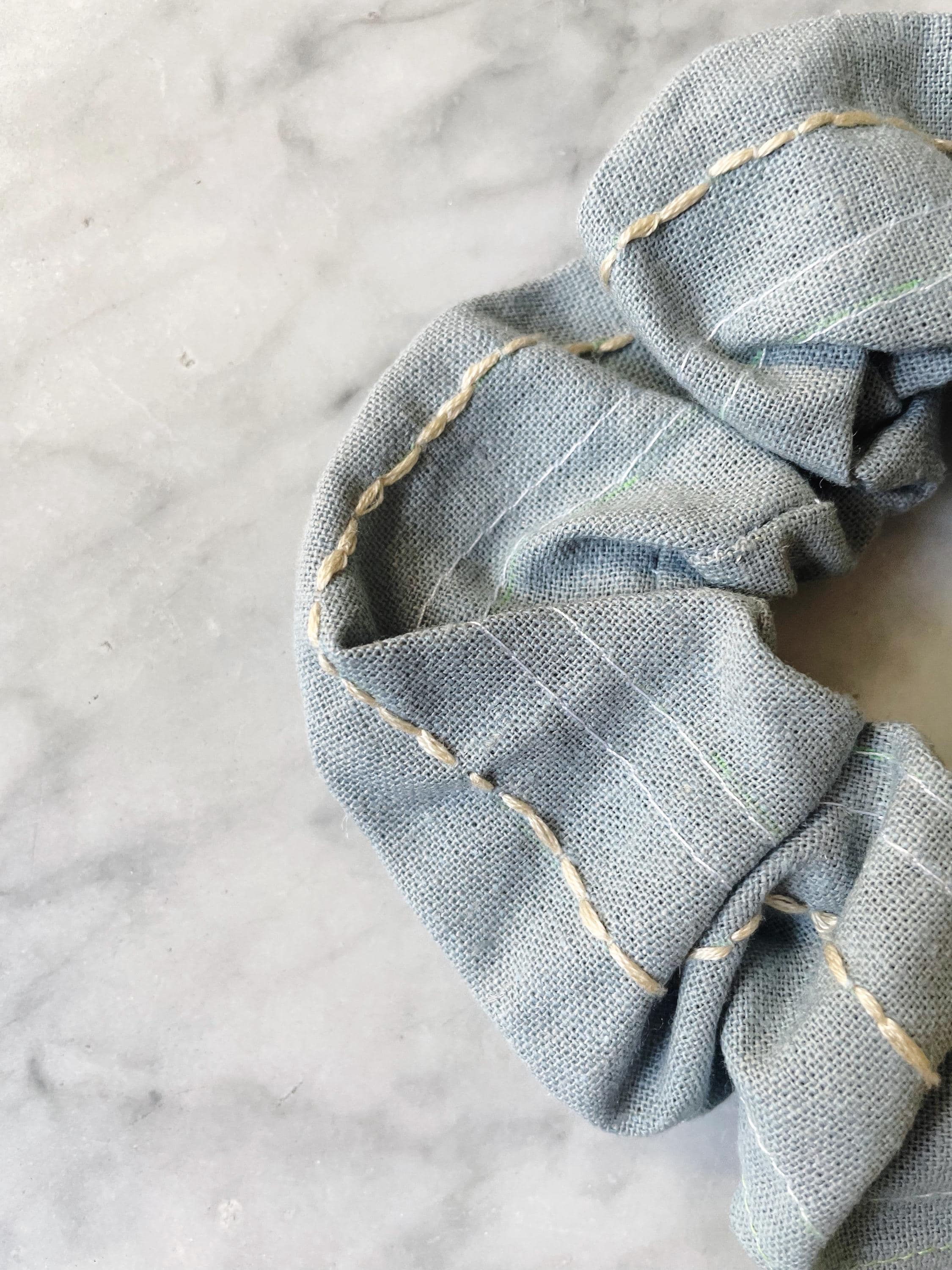 Hair Tie Linen Hair Scrunchie Blue Hair Accessories Blue Hair Tie Linen ...