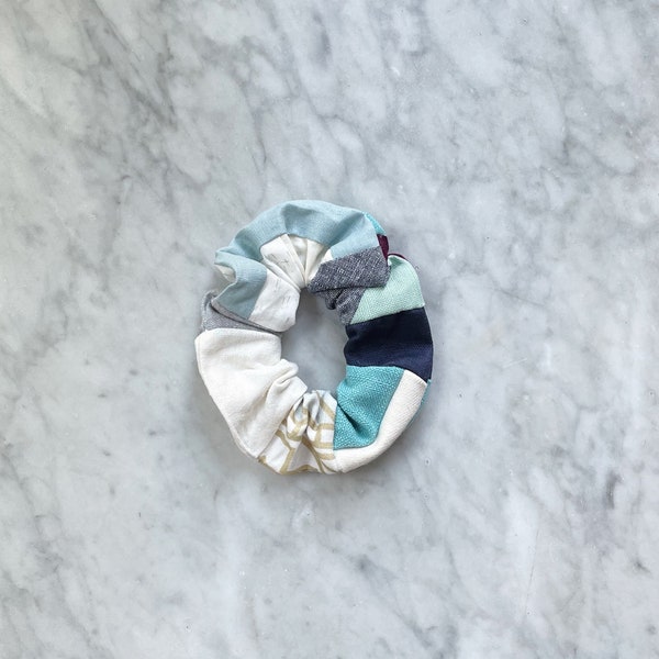 Blue Hair Scrunchie Turquoise Hair Scrunchie Striped Embroidered Hand ...