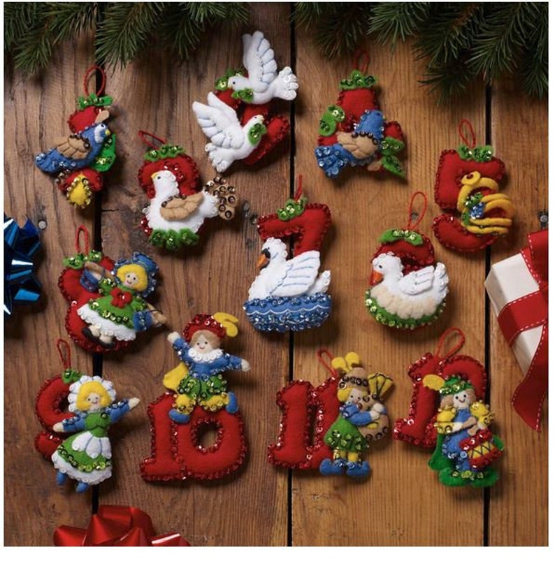 Bucilla Kit '12 Days of Christmas Ornaments' Felt - Etsy Bucilla Kit '12 Days of Christmas Ornaments' Felt - Etsy