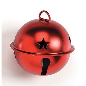 1 Red Jingle Bell, 65mm (2.5 Inches), With Star Cutouts, Matte Finish ...