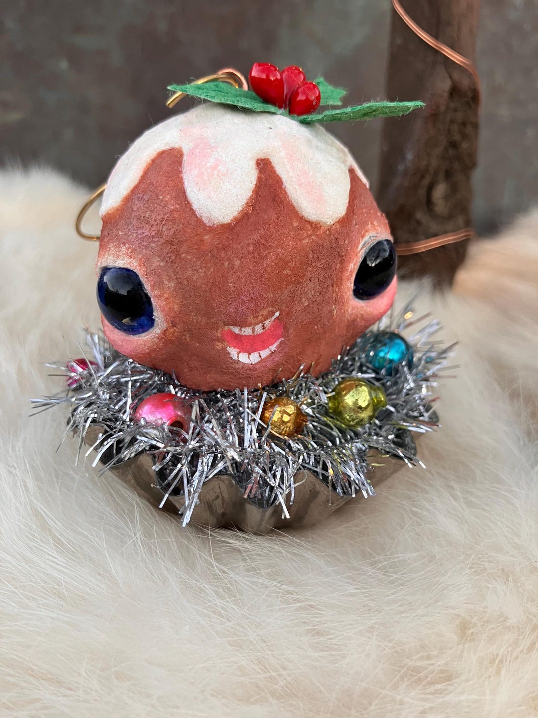 Christmas Figgy Pudding, Small - Spun Cotton Sculpture - Etsy