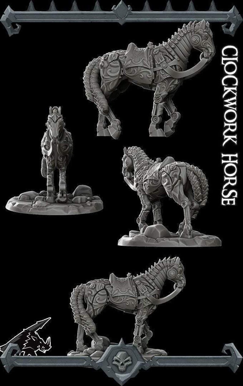 CLOCKWORK HORSE Miniature All Sizes Dungeons and Dragons Pathfinder War Gaming - Etsy