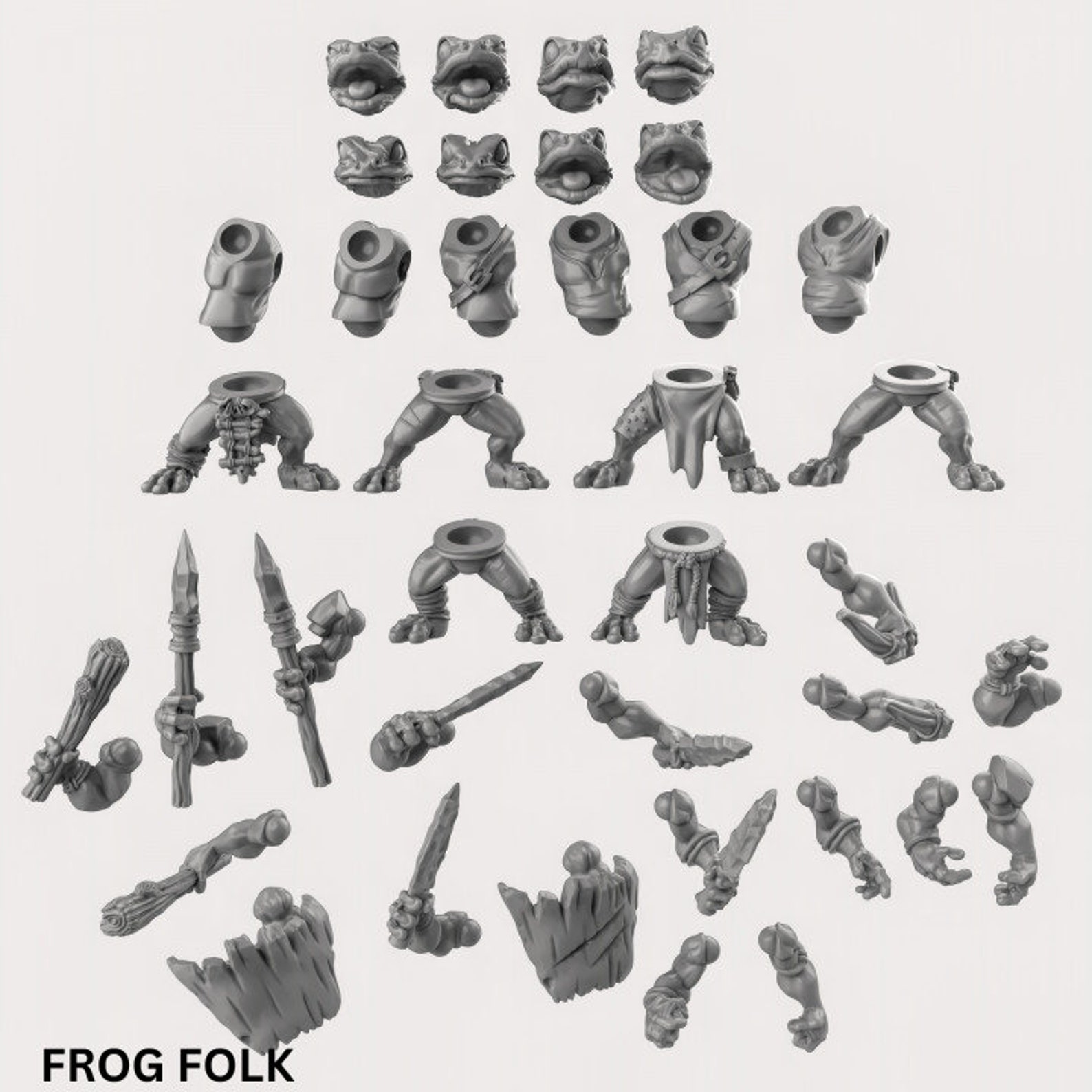 Frog Folk Multipart Kit Resin Miniatures for Dnd | Tabletop Gaming - Etsy