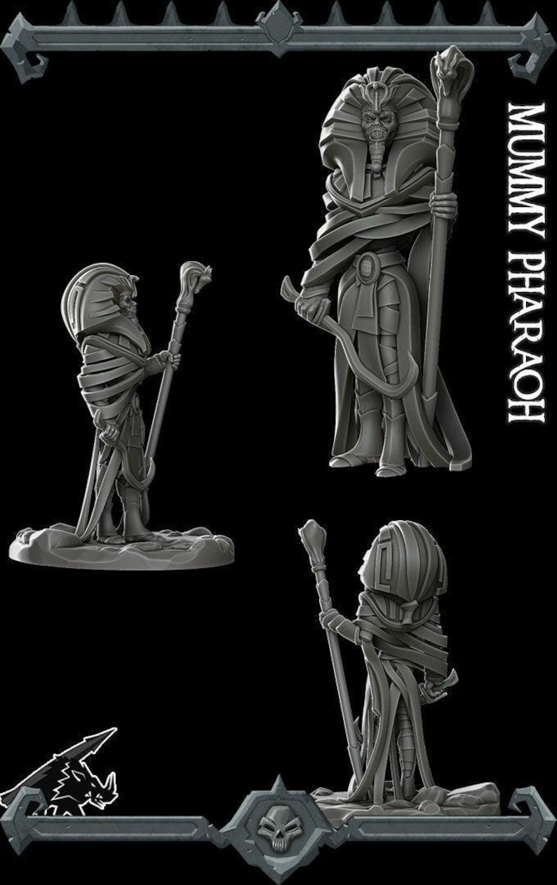 MUMMY PHARAOH - 3D Printed Miniature Model | Dungeons and Dragons | RPG ...