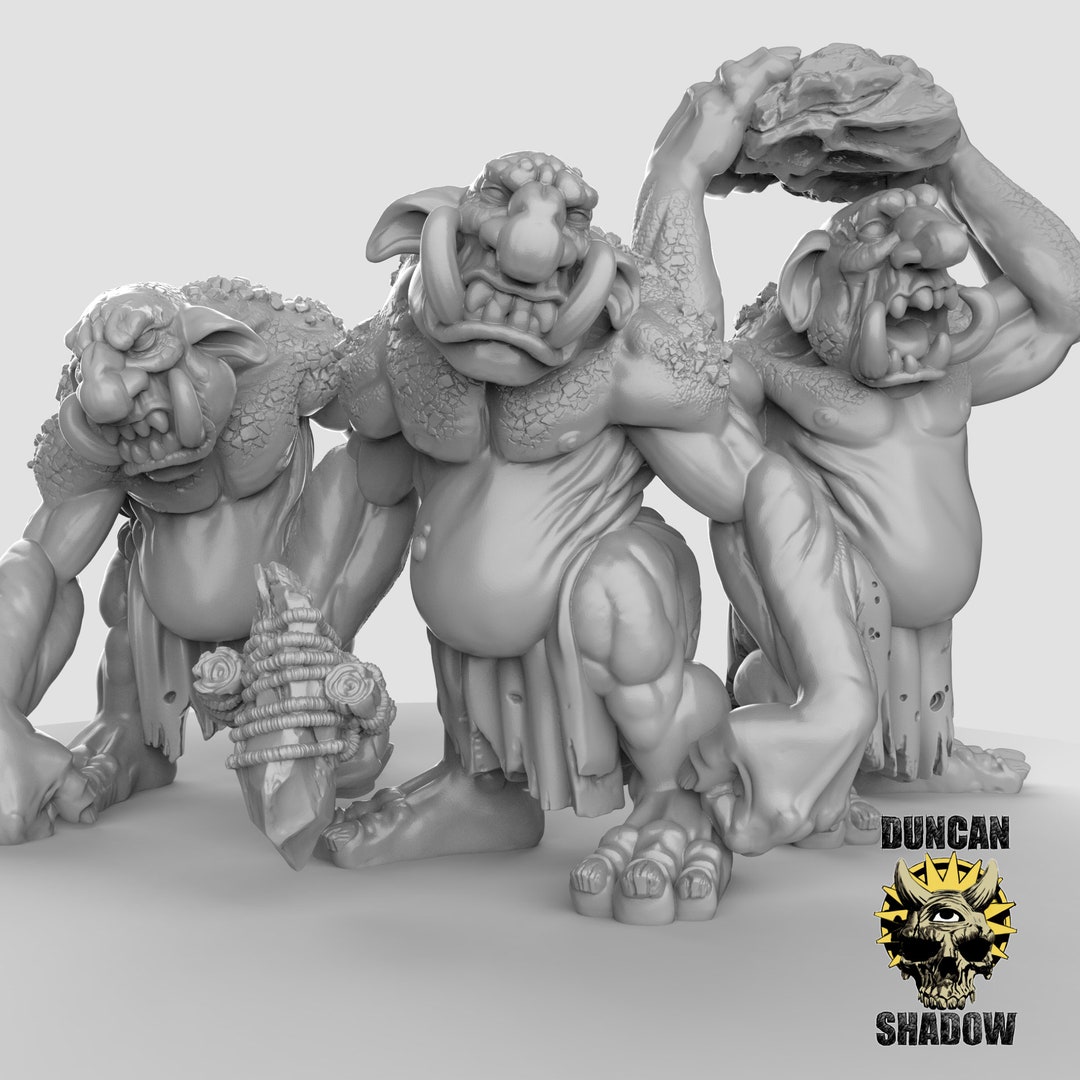 Stone Trolls X 3 Resin Miniatures Miniature Models for Dnd | Tabletop Gaming I Dungeons and ...
