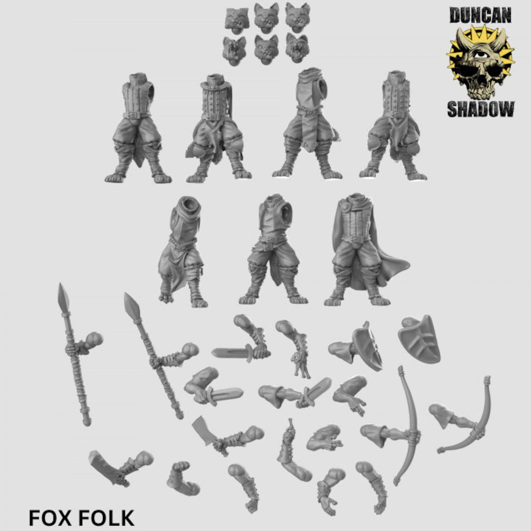 Fox Folk Multipart Kit Resin Miniatures for Dnd | Tabletop Gaming - Etsy