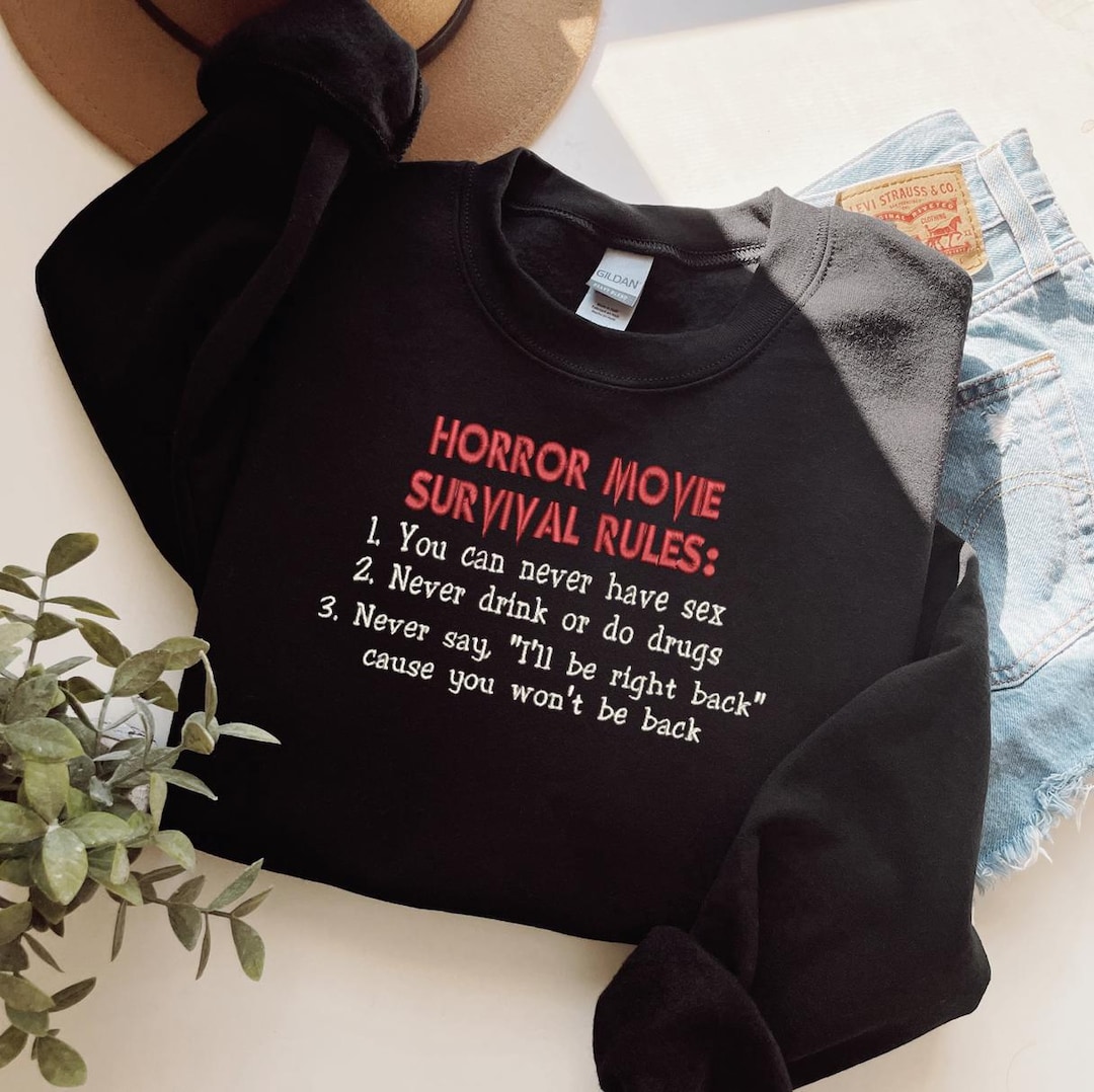 Horror Movie Rules Embroidered Sweatshirt - Etsy