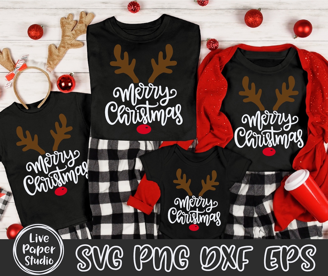 Merry Christmas Reindeer Svg, Family Pj Set Svg, Matching Family Shirt ...