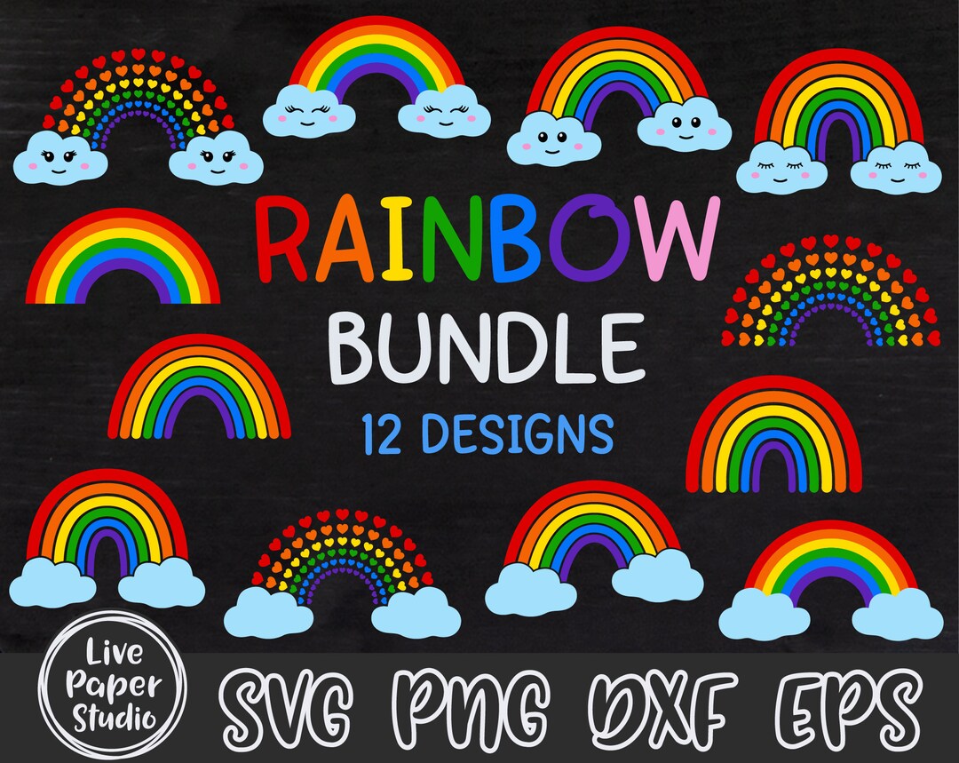 Rainbow SVG Bundle, Rainbow With Clouds SVG, Rainbow Baby Svg, Cute ...