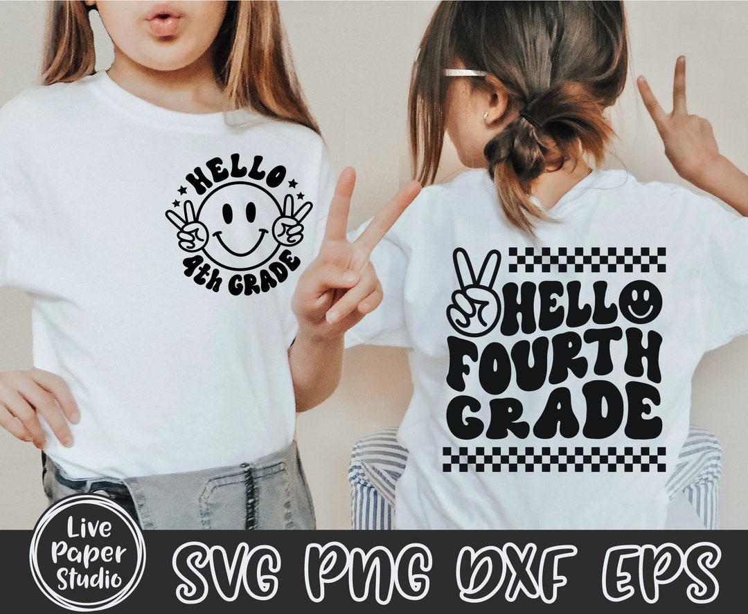 Hello Fourth Grade Svg Png, Retro Back to School Svg Png, Back to ...