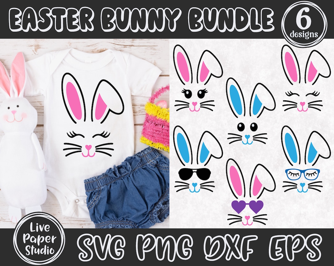 Bunny Face Svg, Easter Svg, Bunny Face Set Easter, Bunny Easter Svg ...