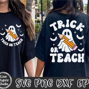 Trick or Teach SVG Halloween Teacher Svg Teacher Gift Retro - Etsy