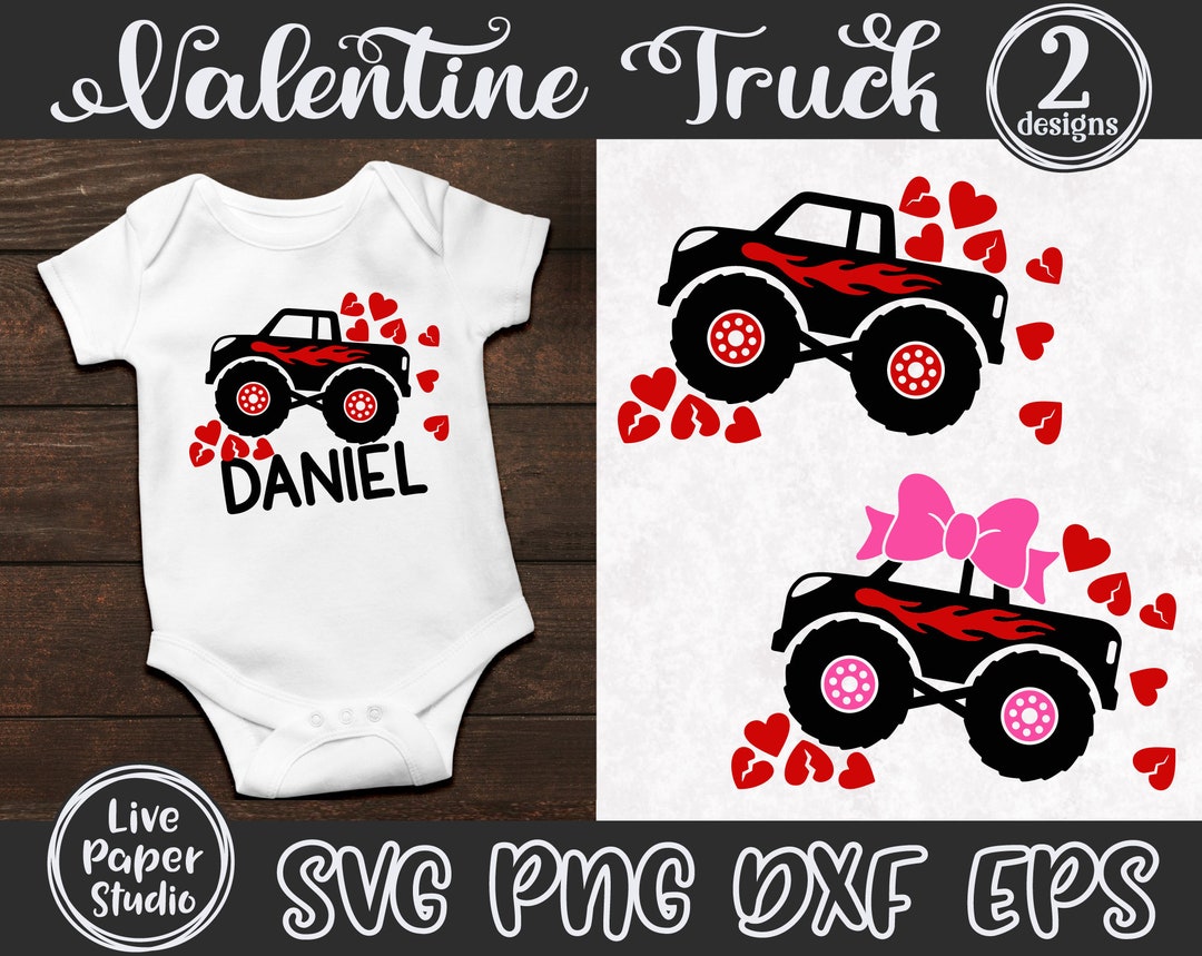 Valentines Truck SVG, Heart Crusher SVG, Boys Valentine SVG, Monster ...