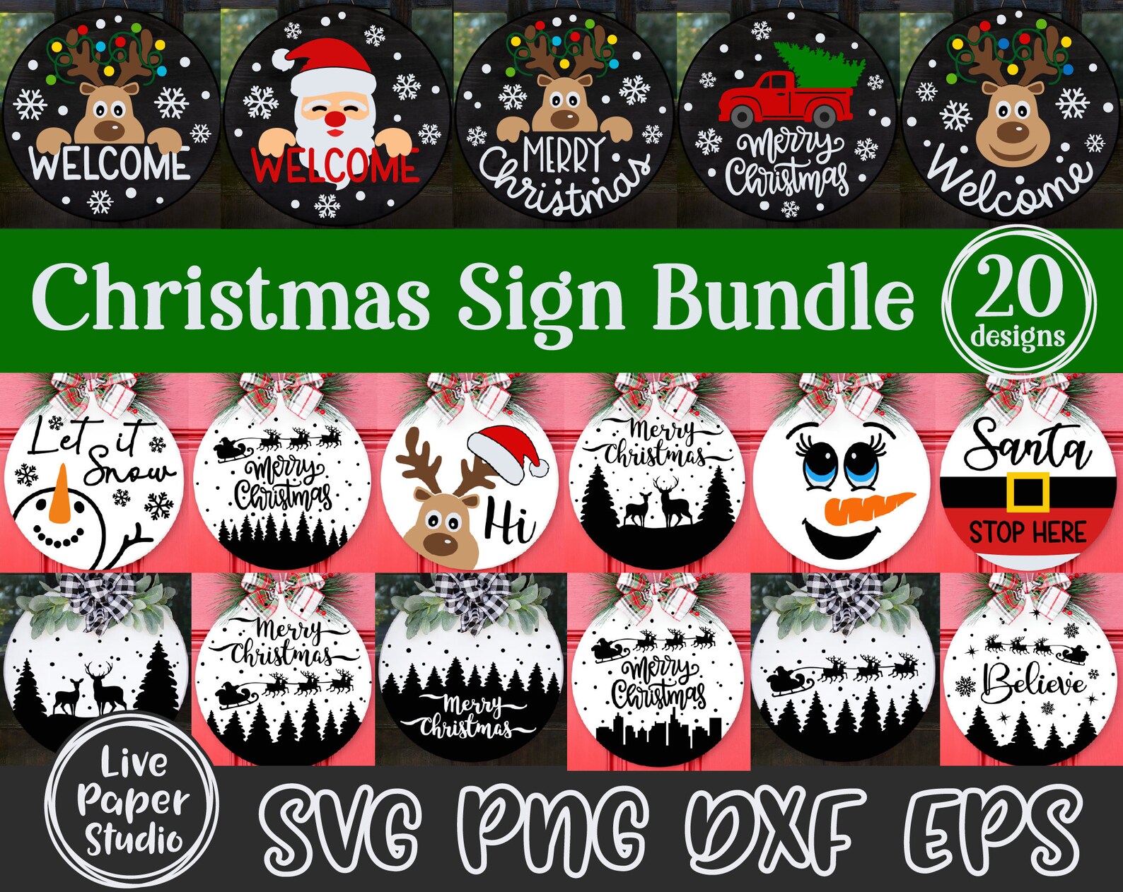 Christmas Door Sign Svg Bundle Christmas Welcome Sign Svg - Etsy