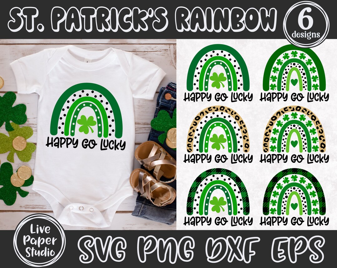 Happy Go Lucky Rainbow SVG, St Patrick's Day, Leopard Rainbow SVG ...