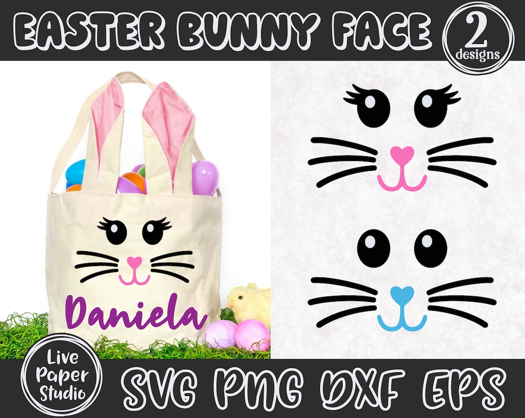 Bunny Face SVG, Happy Easter Svg, Cute Bunny Face SVG, Rabbit Svg ...