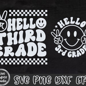 Hello Third Grade Svg Png, Retro Back to School Svg Png, Back to School ...