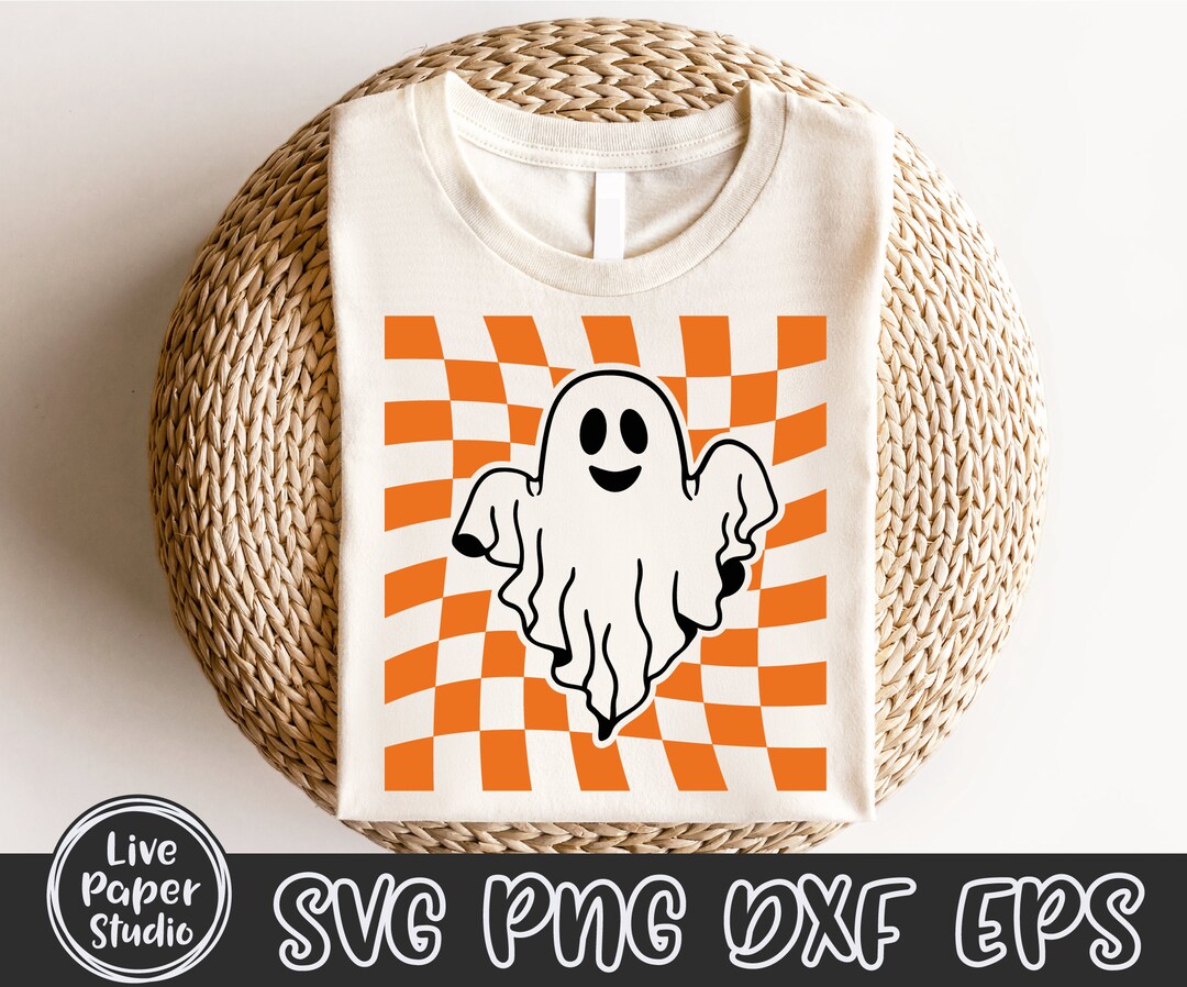 Retro Checkered Ghost Svg Ghost Outline Svg Checkered - Etsy