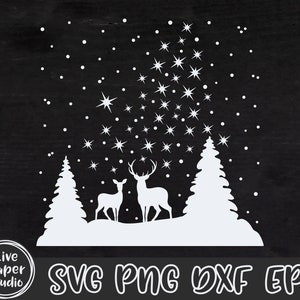 Winter Scene SVG Cut File for Cricut, Deer Svg, Snowy Woods, Snowy ...