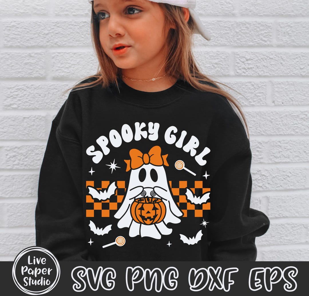 Spooky Girl SVG PNG, Halloween Svg, Cute Ghost Png, Girl Halloween ...