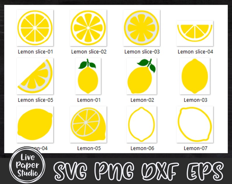 Lemon SVG Bundle Lemon Slice Svg Lemon Clipart Summer SVG - Etsy