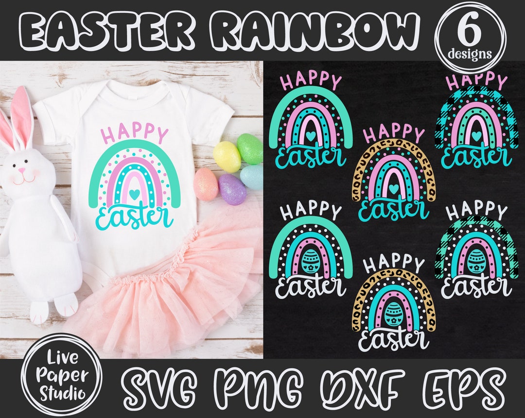 Easter Rainbow SVG, Happy Easter Svg, Leopard Boho Rainbow PNG, Easter ...