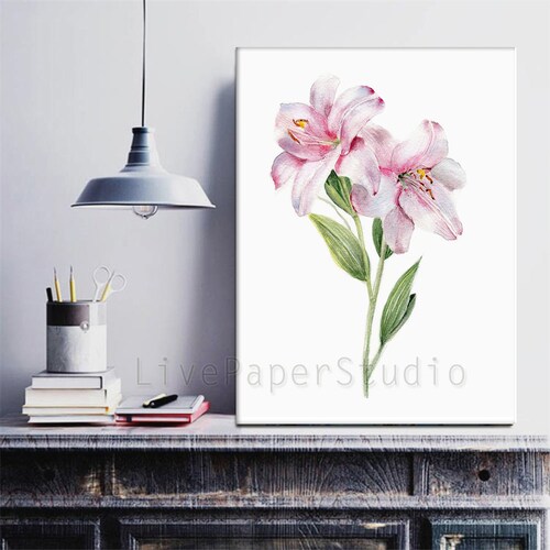 Lily Print Watercolor Lilies Painting Lily Art Floral Art | Etsy