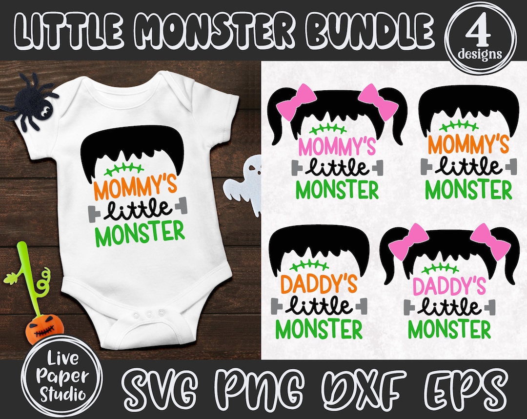 Mommy's Little Monster SVG, Halloween Boy and Girl Svg, Daddys Little ...
